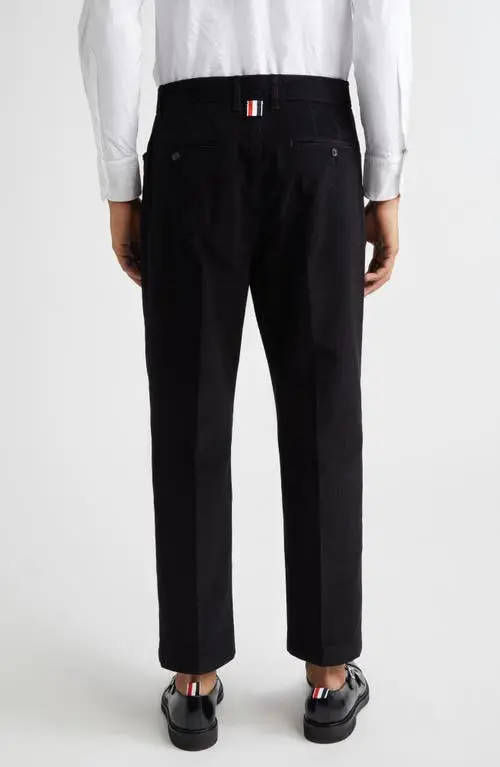 Thom Browne Cotton Corduroy Tapered Leg Chinos - Black