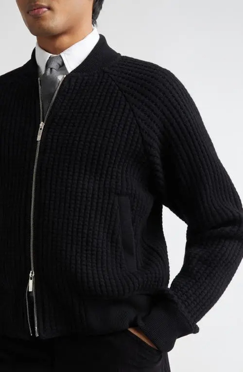 Thom Browne Raglan Wool Bomber Cardigan