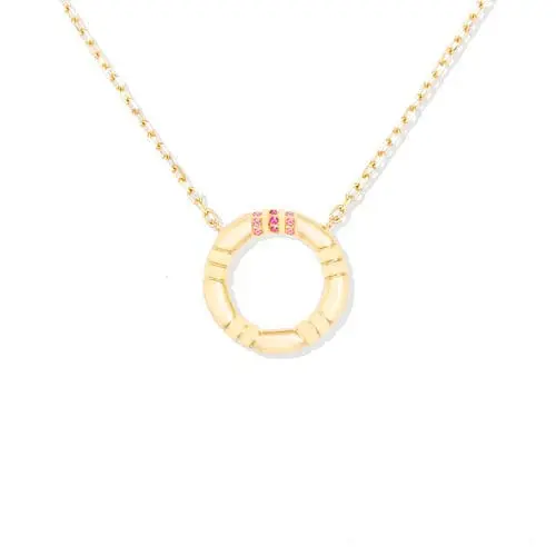 CAMPBELL + CHARLOTTE Crew Small Circle Pendant Necklace - Diamond/ Sapphire- Gold