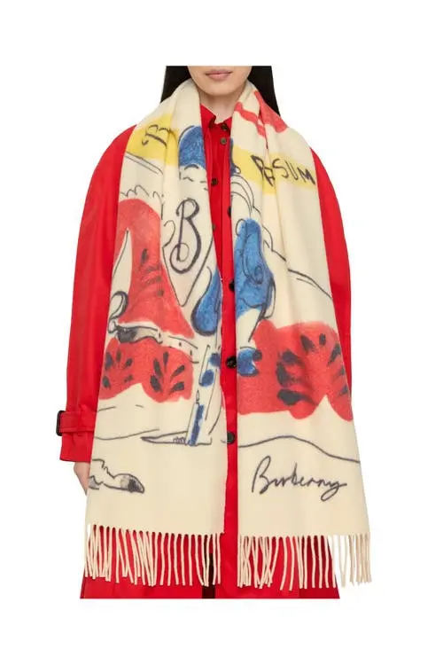 Burberry Watercolour Ekd Cashmere Scarf