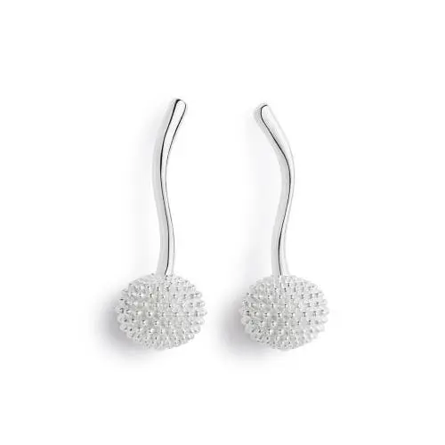 TOOLALLY Pom Pom Drop Earrings - Sterling Silver