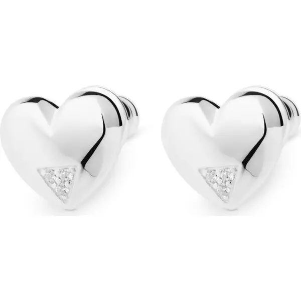 TOOLALLY Art Deco Hearts Stud Earrings - Sterling Silver