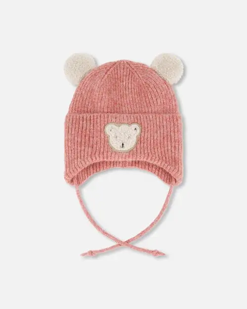 DEUX PAR DEUX Lined Knit Beanie With Ear Flaps - Dusty Pink