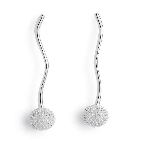 TOOLALLY Pom Pom Drop Earrings - Sterling Silver