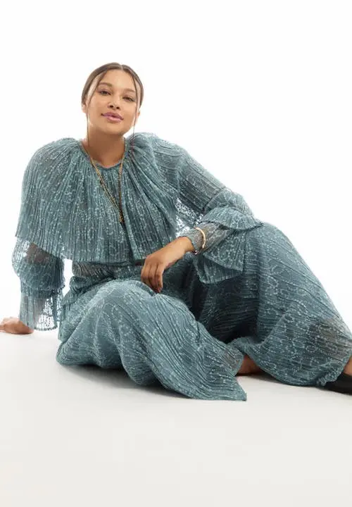 JUNE + VIE Lace Wide-leg Pants