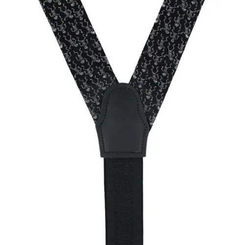 Trafalgar Davy Bones Dancing Skeleton Silk Button End Suspenders - Black