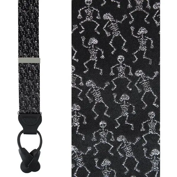 Trafalgar Davy Bones Silk Button End Suspenders - Black