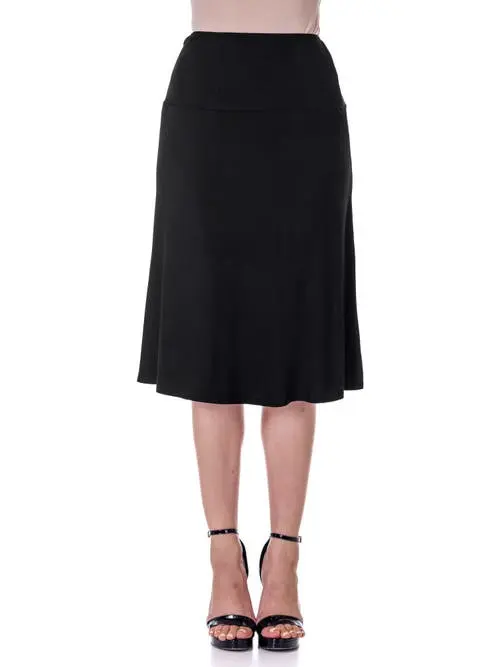 24SEVEN COMFORT APPAREL A-line Knee Length Skirt - Black