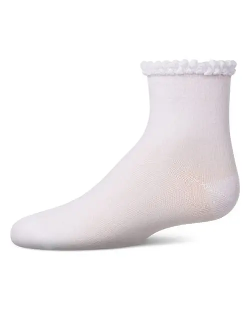 MEMOI Bubble Stitch Welt Anklet Socks - White