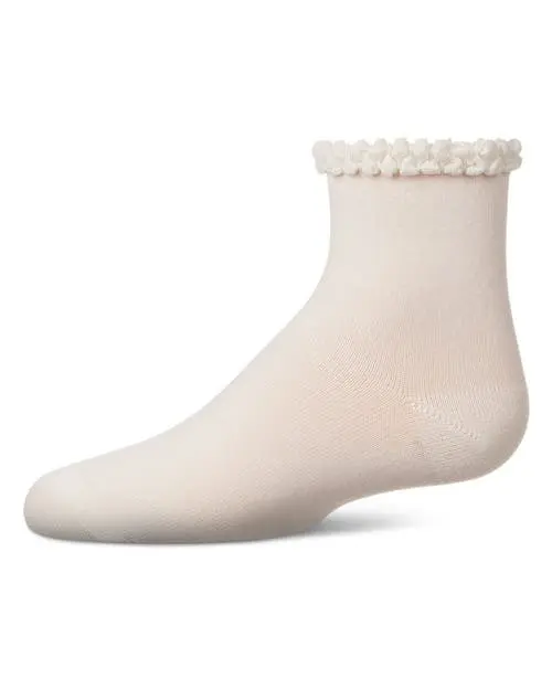 MEMOI Bubble Stitch Welt Anklet Socks - Winter White