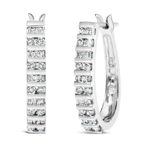 HAUS OF BRILLIANCE 10k Gold 1.0 Cttw Diamond Hoop Earrings - White
