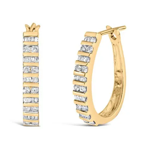 HAUS OF BRILLIANCE 10k Gold 1.0 Cttw Diamond Hoop Earrings - Yellow