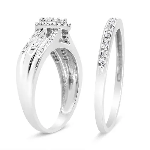HAUS OF BRILLIANCE Silver 1/2 Cttw Diamond Bridal Set