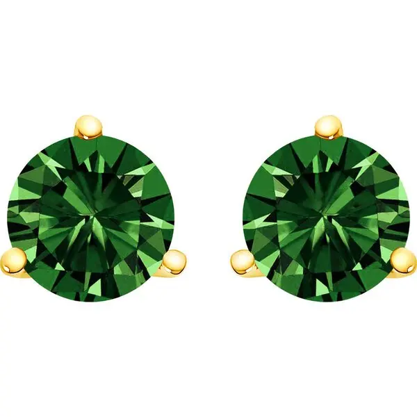 HAUS OF BRILLIANCE 14k Gold 1.0 Cttw Lab Grown Green Diamond Stud Earrings - Yellow