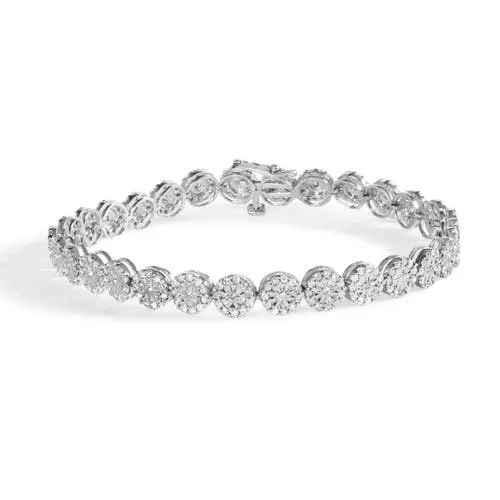 HAUS OF BRILLIANCE 14k Gold 2.00 Cttw Diamond Halo Link Tennis Bracelet - White