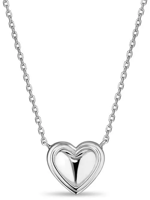 DEVATA Contour-lined Heart Pendant Necklace - Silver