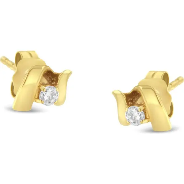 HAUS OF BRILLIANCE 10k Gold 1/10 Cttw Diamond Espira Swirls Solitaire Stud Earrings - Yellow