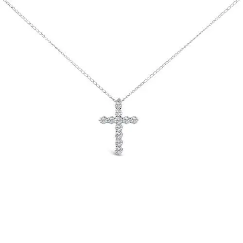 HAUS OF BRILLIANCE 14k Gold 0.50 Cttw Lab Grown Diamond Cross Pendant Necklace - White