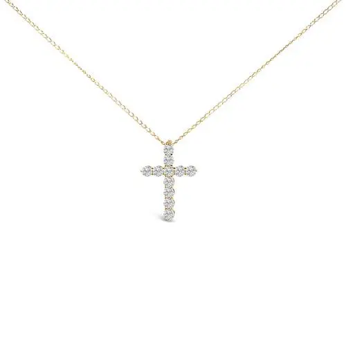 HAUS OF BRILLIANCE 14k Gold 0.50 Cttw Lab Grown Diamond Cross Pendant Necklace - Yellow