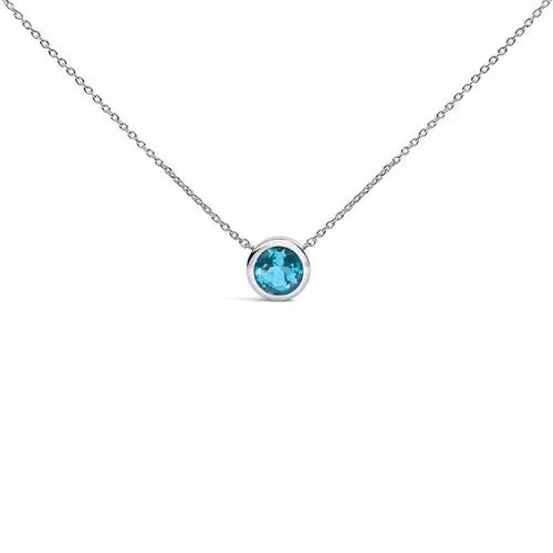 HAUS OF BRILLIANCE 925 Sterling Silver Gemstone Pendant Necklace - Blue Topaz