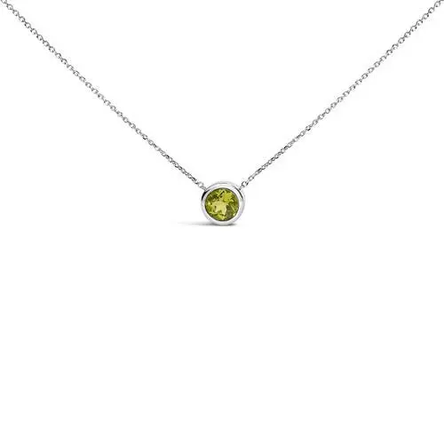HAUS OF BRILLIANCE 925 Sterling Silver Gemstone Pendant Necklace - Green Peridot