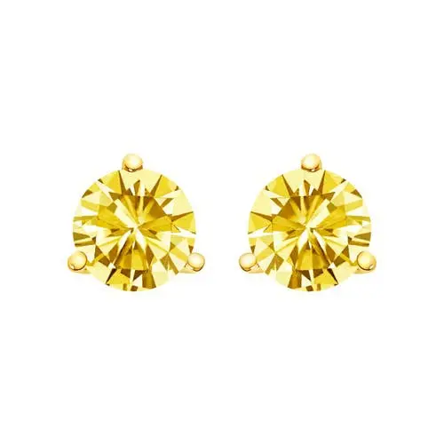 HAUS OF BRILLIANCE 14k Gold 3-prong Martini Set 2.0 Cttw Lab Grown Diamond Solitaire Stud Earrings - Yellow
