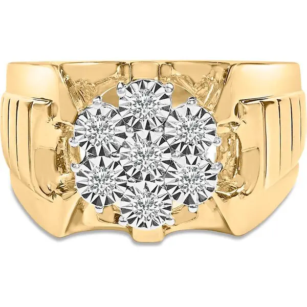 HAUS OF BRILLIANCE 14k Gold Plated Sterling Silver 1/3 Cttw Diamond Ring - Yellow