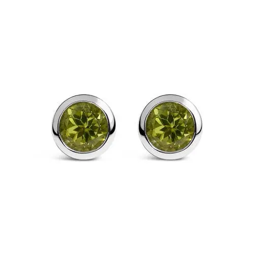 HAUS OF BRILLIANCE 925 Sterling Silver Gemstone Stud Earrings - Green Peridot