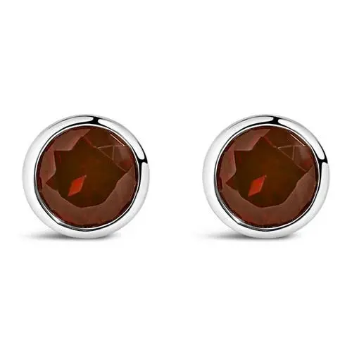 HAUS OF BRILLIANCE 925 Sterling Silver Gemstone Stud Earrings - Red Garnet