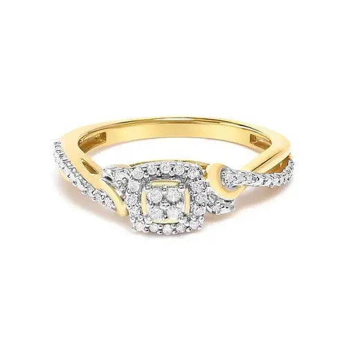 HAUS OF BRILLIANCE 10k Gold 1/10 Cttw Diamond Engagement Ring - Yellow