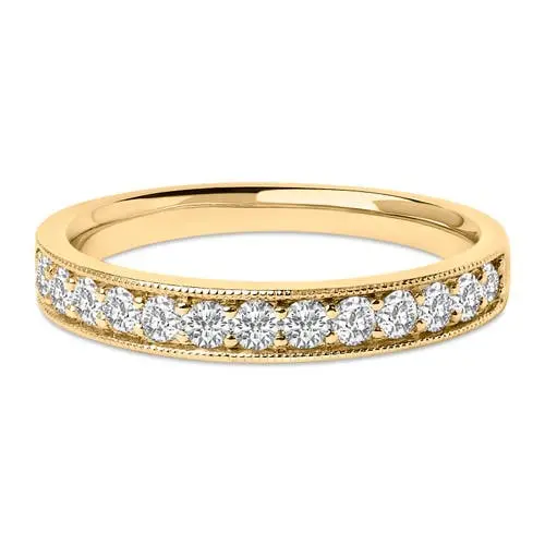 HAUS OF BRILLIANCE 14k Gold 1/2 Cttw Round Diamond Milgrain Wedding Band - Yellow