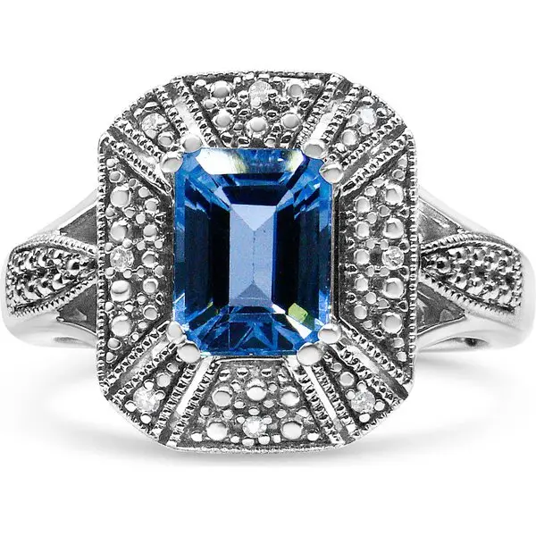 HAUS OF BRILLIANCE Sterling Silver Blue Topaz And Diamond Accent Ring - White