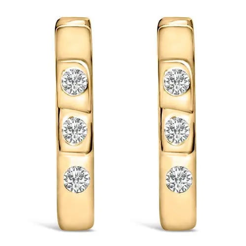 HAUS OF BRILLIANCE 10k Gold 1/10 Cttw Lab Grown Diamond Huggie Hoop Earrings - Yellow