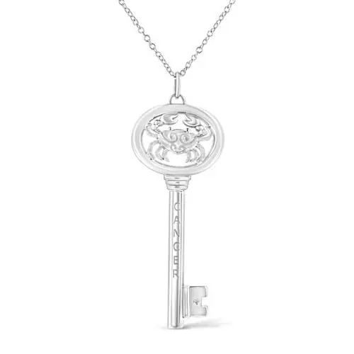 HAUS OF BRILLIANCE 925 Sterling Silver Diamond Accent Zodiac Key Pendant Necklace - Cancer