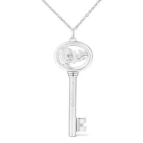 HAUS OF BRILLIANCE 925 Sterling Silver Diamond Accent Zodiac Key Pendant Necklace - Virgo