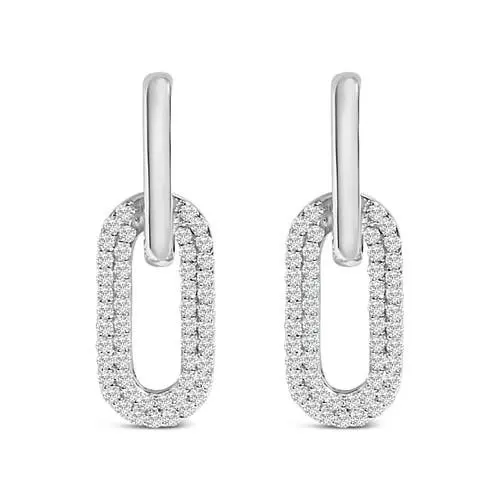 HAUS OF BRILLIANCE 10k Gold 1/2 Cttw Lab Grown Diamond Paperclip Drop Earrings - White