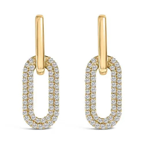 HAUS OF BRILLIANCE 10k Gold 1/2 Cttw Lab Grown Diamond Paperclip Drop Earrings - Yellow