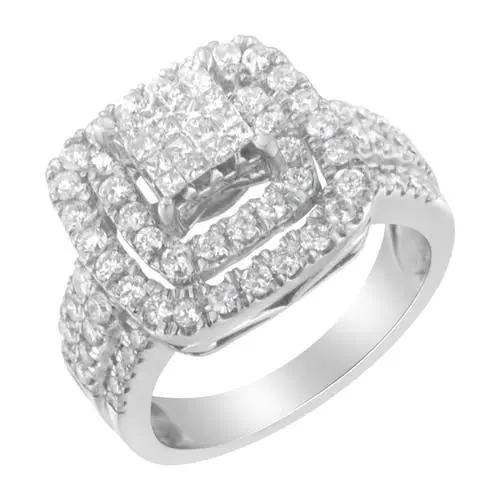 HAUS OF BRILLIANCE 14kt Gold 1 1/2 Carat Diamond Cocktail Ring - White