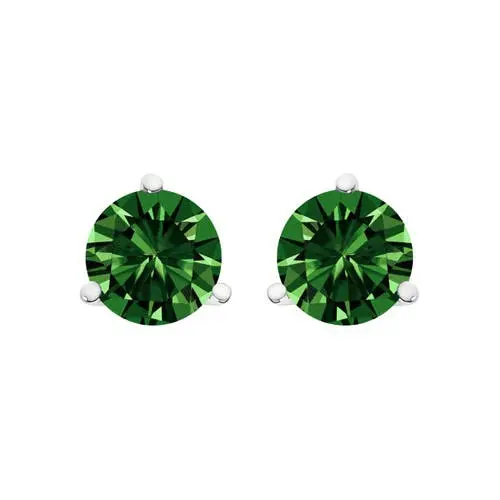 HAUS OF BRILLIANCE 14k Gold 1 1/2 Cttw Lab Grown Green Diamond Stud Earrings - White