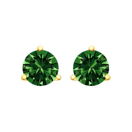 HAUS OF BRILLIANCE 14k Gold 1 1/2 Cttw Lab Grown Green Diamond Stud Earrings - Yellow