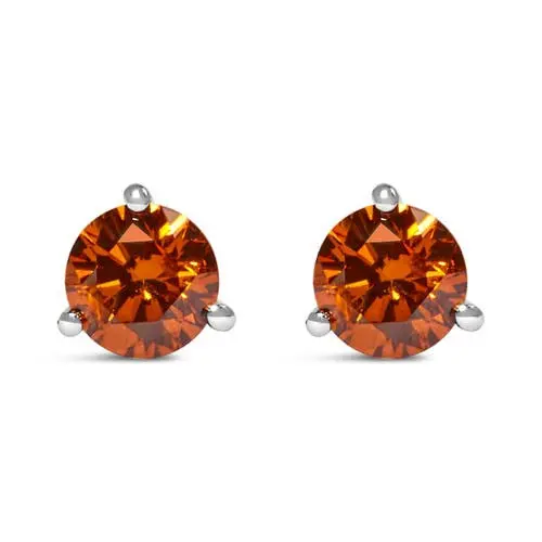 HAUS OF BRILLIANCE 14k White Gold 1/2 Ct Lab-grown Diamond Stud Earrings - Orange Diamond