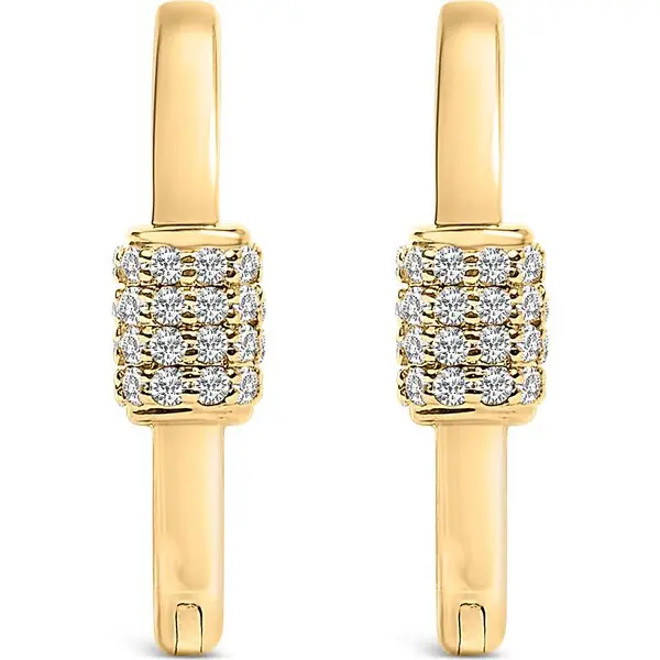 HAUS OF BRILLIANCE 10k Gold 3/8 Cttw Lab-grown Diamond Heart Huggie Hoop Earrings - Yellow