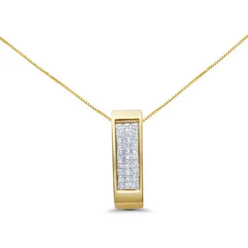 HAUS OF BRILLIANCE 14k Gold Diamond Vertical Bar Pendant Necklace - Yellow