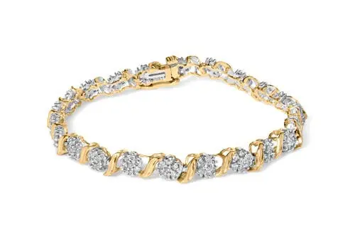 HAUS OF BRILLIANCE 10k Gold 2.00 Cttw Diamond Cluster Bracelet - Yellow