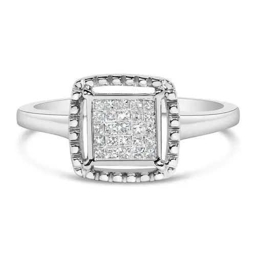HAUS OF BRILLIANCE Sterling Silver 1/5 Cttw Diamond Promise Ring - White