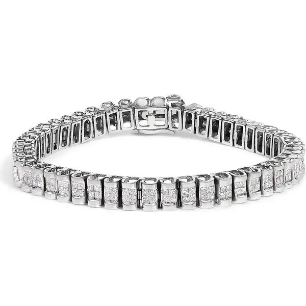 HAUS OF BRILLIANCE 14k Gold 3.0 Cttw Princess Cut Diamond Tennis Bracelet - White