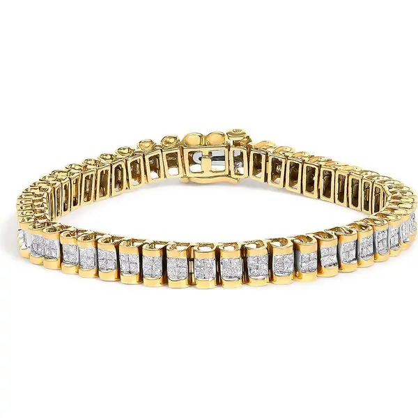 HAUS OF BRILLIANCE 14k Gold 3.0 Cttw Princess Cut Diamond Tennis Bracelet - Yellow