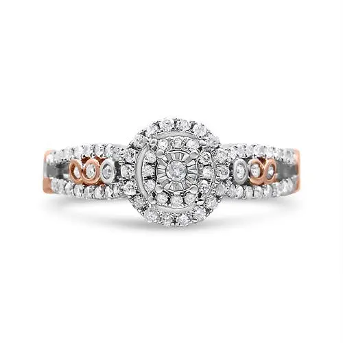HAUS OF BRILLIANCE 14k Rose Gold Plated Silver Diamond Engagement Ring - White