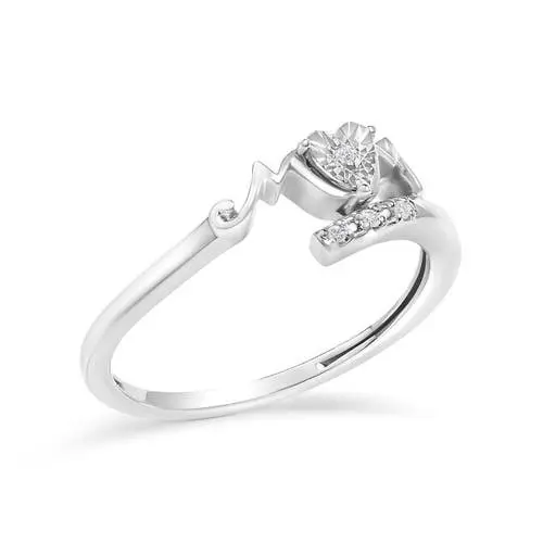 HAUS OF BRILLIANCE Silver Diamond Accent 'mom' Heart Ring