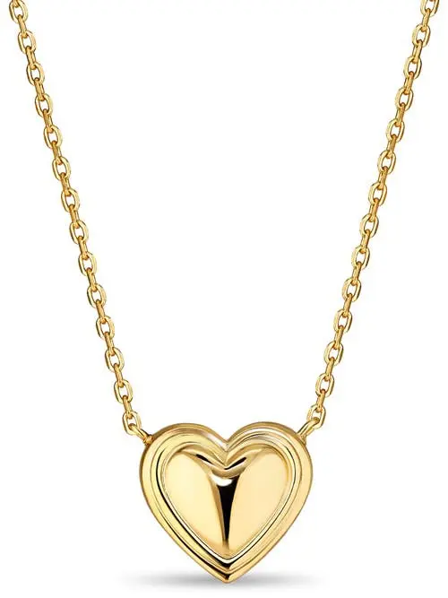 DEVATA Gold Plated Sterling Silver Heart Pendant Necklace - Yellow Gold